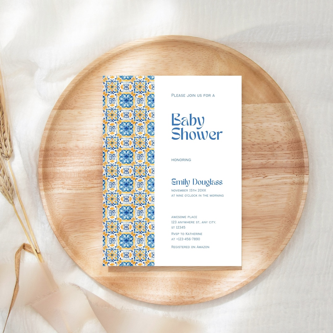 Italian Themed Baby Shower Invite Citrus Mediterranean Lemon Orange ...