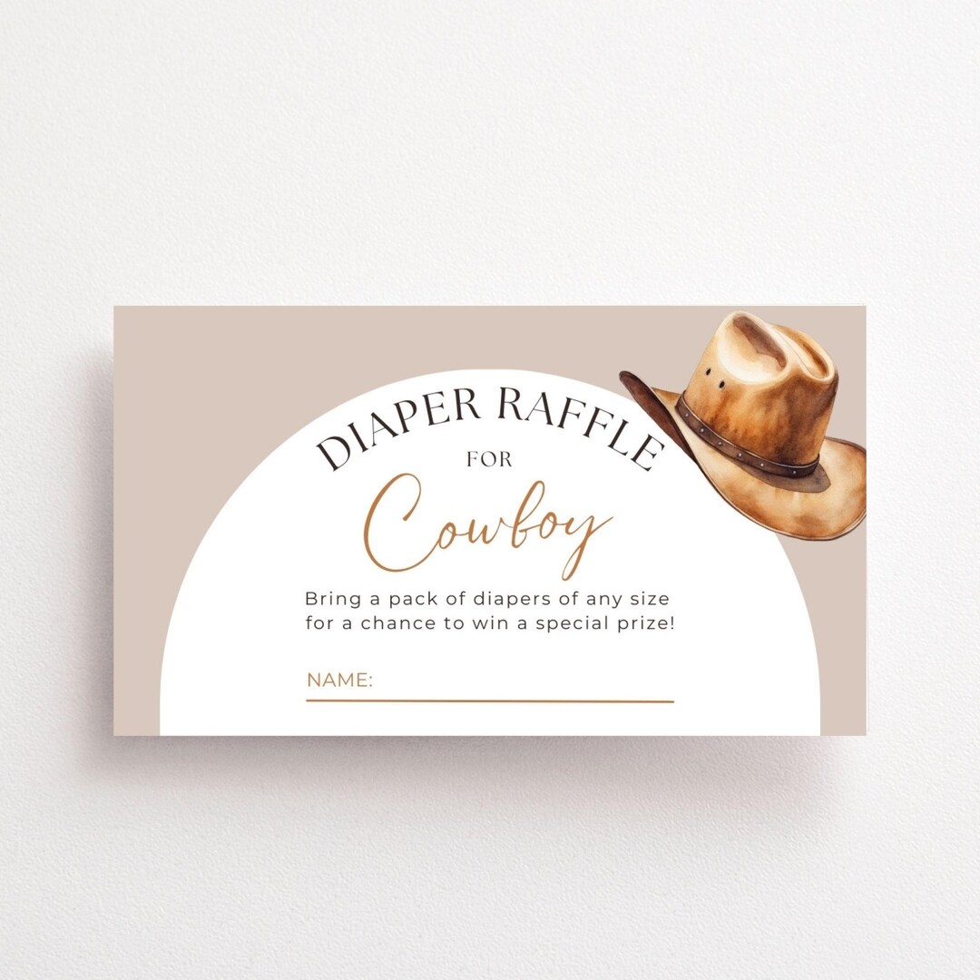 Cowboy Baby Shower Diaper Raffle Card Ticket Insert Canva Western Rodeo ...