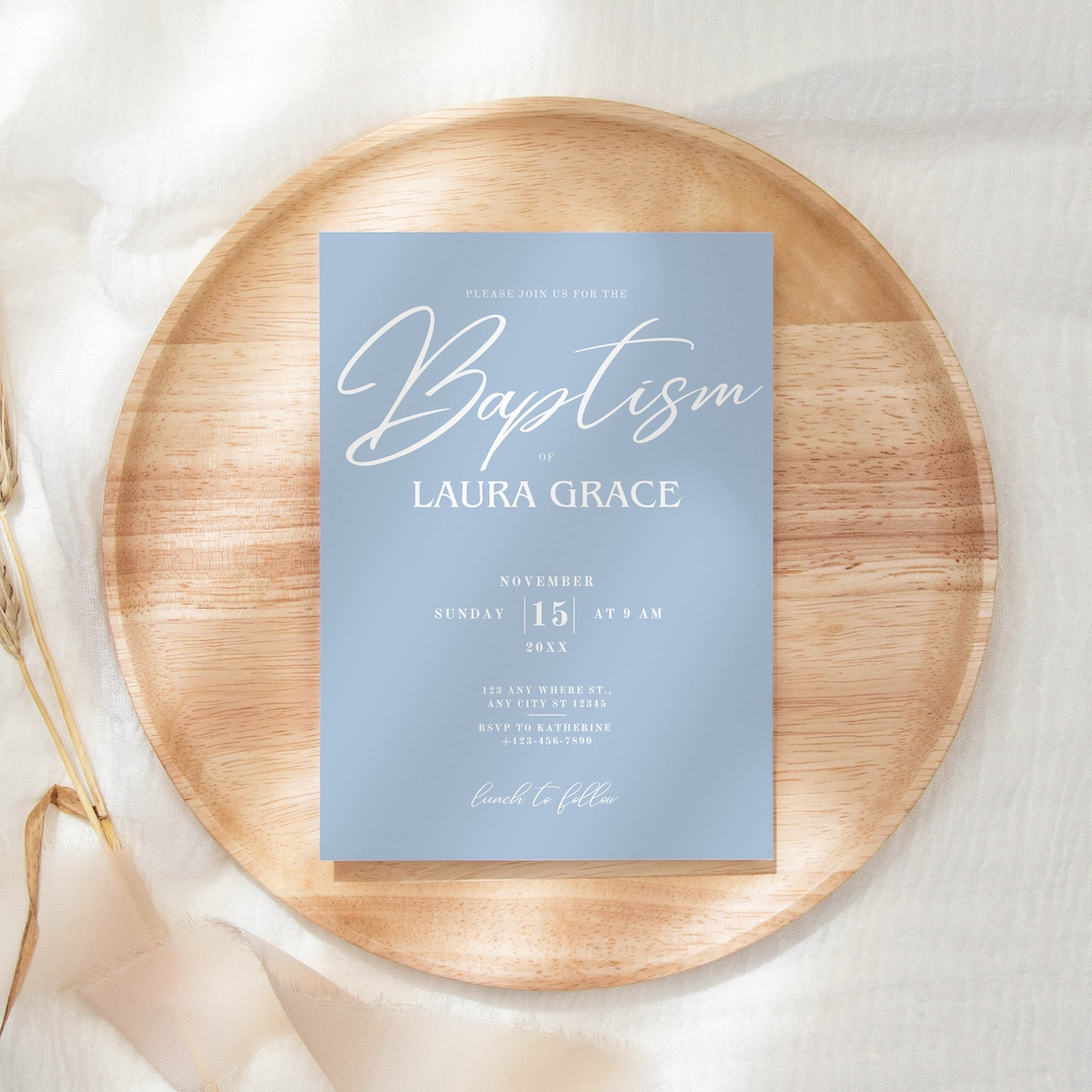 Modern Minimalist Gender Neutral Baptism Invite Boy Girl Invitation ...