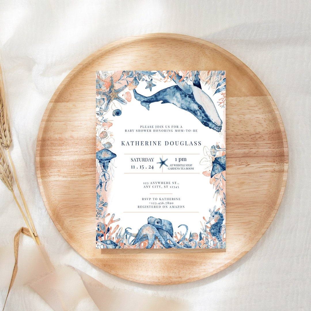 Underwater Baby Shower Invitation Under the Sea Baby Shower Ocean ...