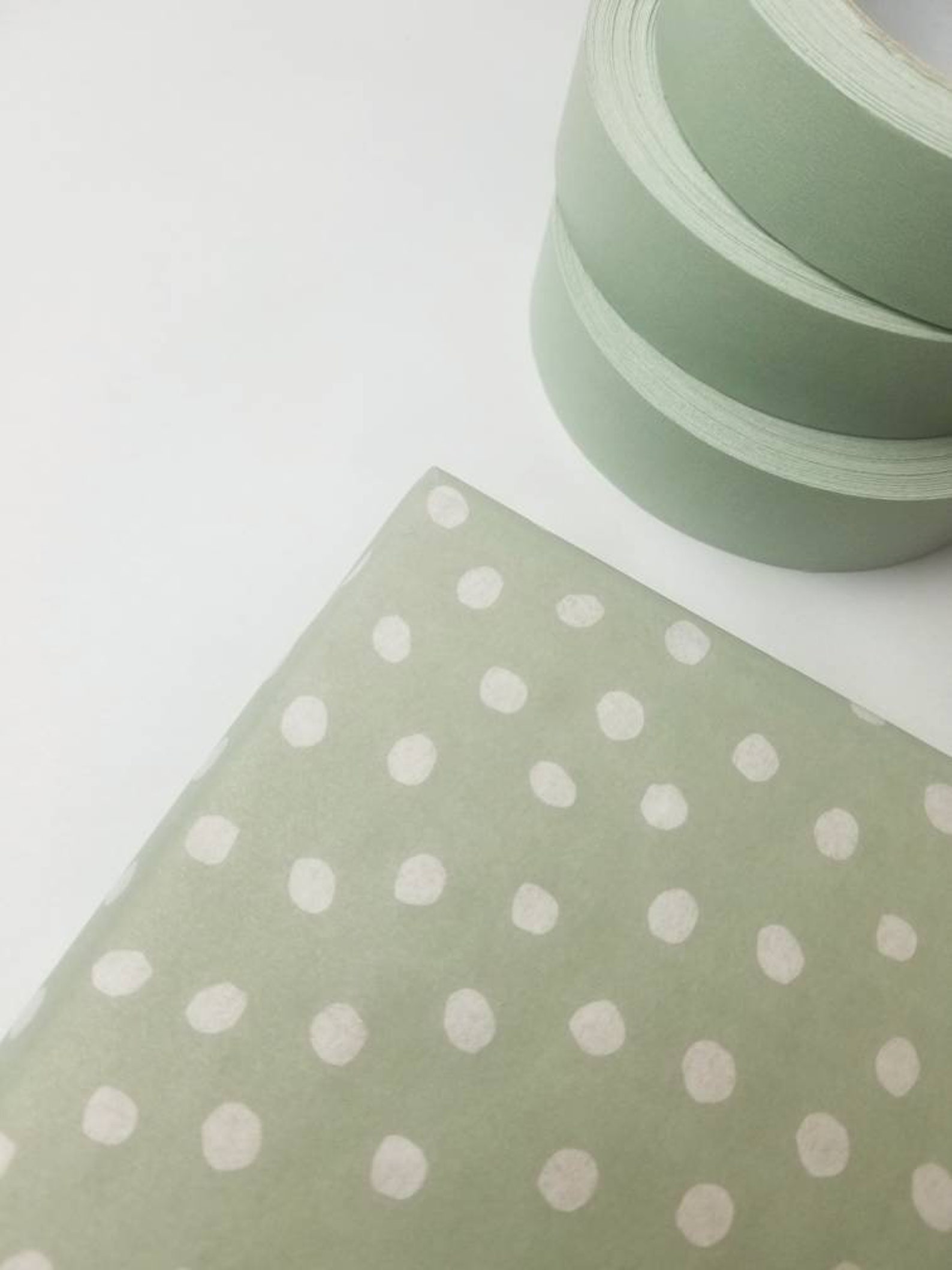 Sage Green Polka Dot Tissue Paper, Eco Friendly Recyclable Tissue Paper ...