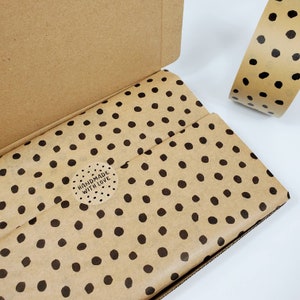 Polka Dot Tissue Paper, Printed on Recycled Natural Brown Tissue Paper ...