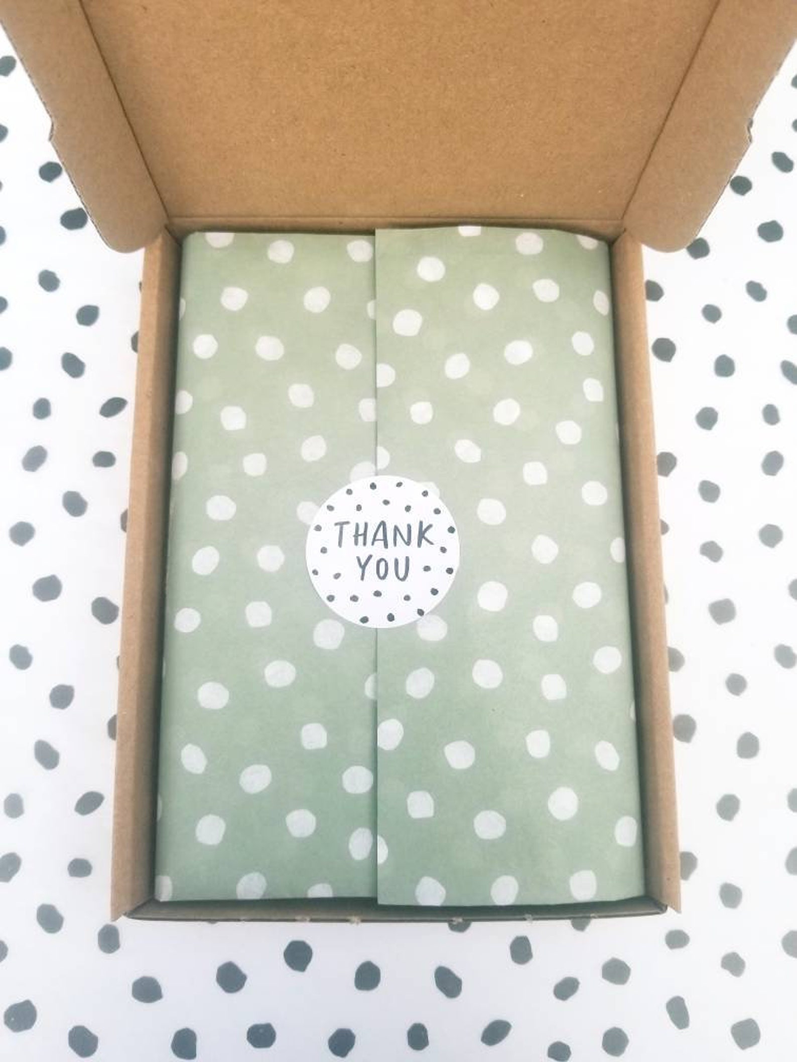 Sage Green Polka Dot Tissue Paper, Eco Friendly Recyclable Tissue Paper ...
