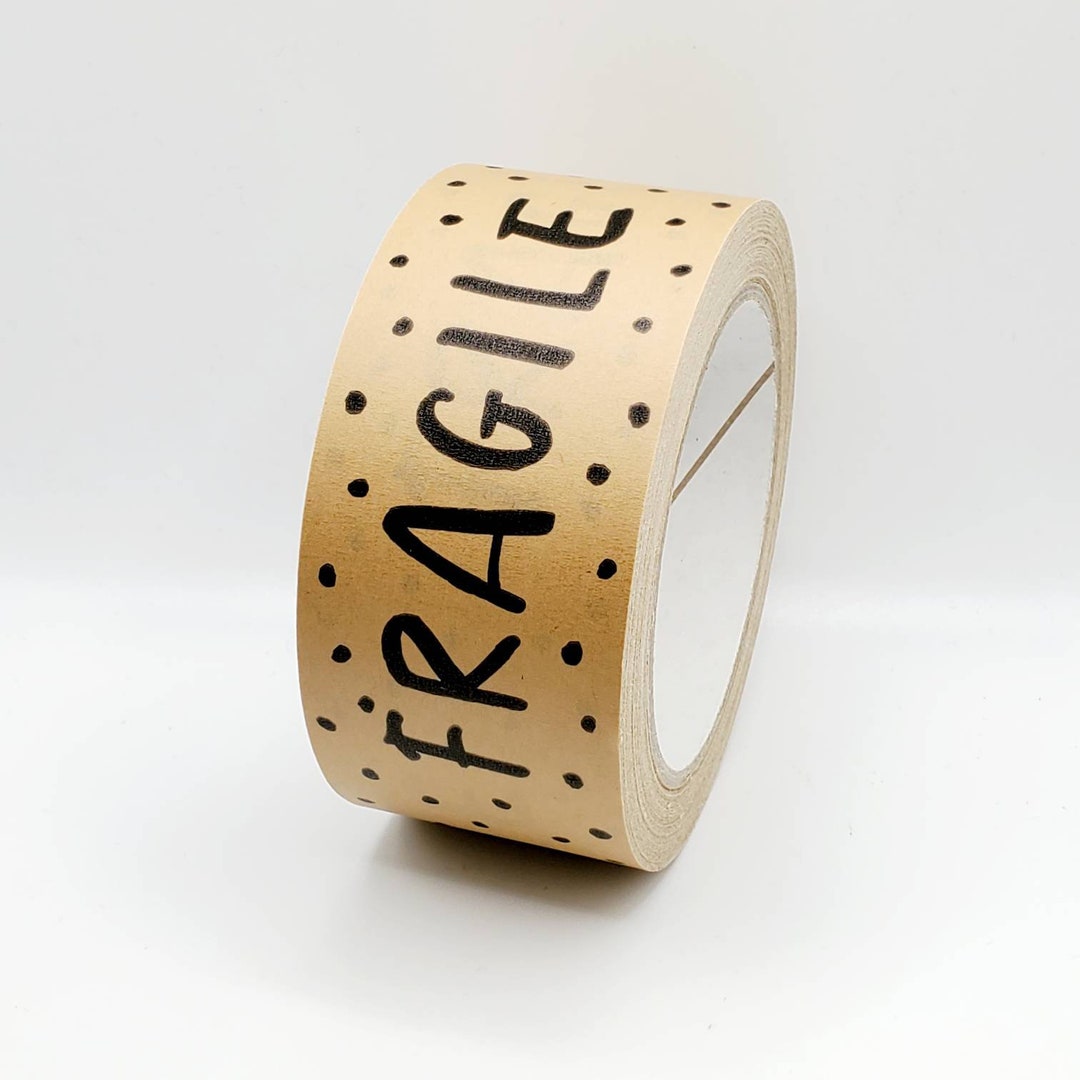 Fragile Paper Tape for Packaging, Brown Paper Black Text With Polka ...