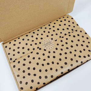 Polka Dot Tissue Paper, Printed on Recycled Natural Brown Tissue Paper ...