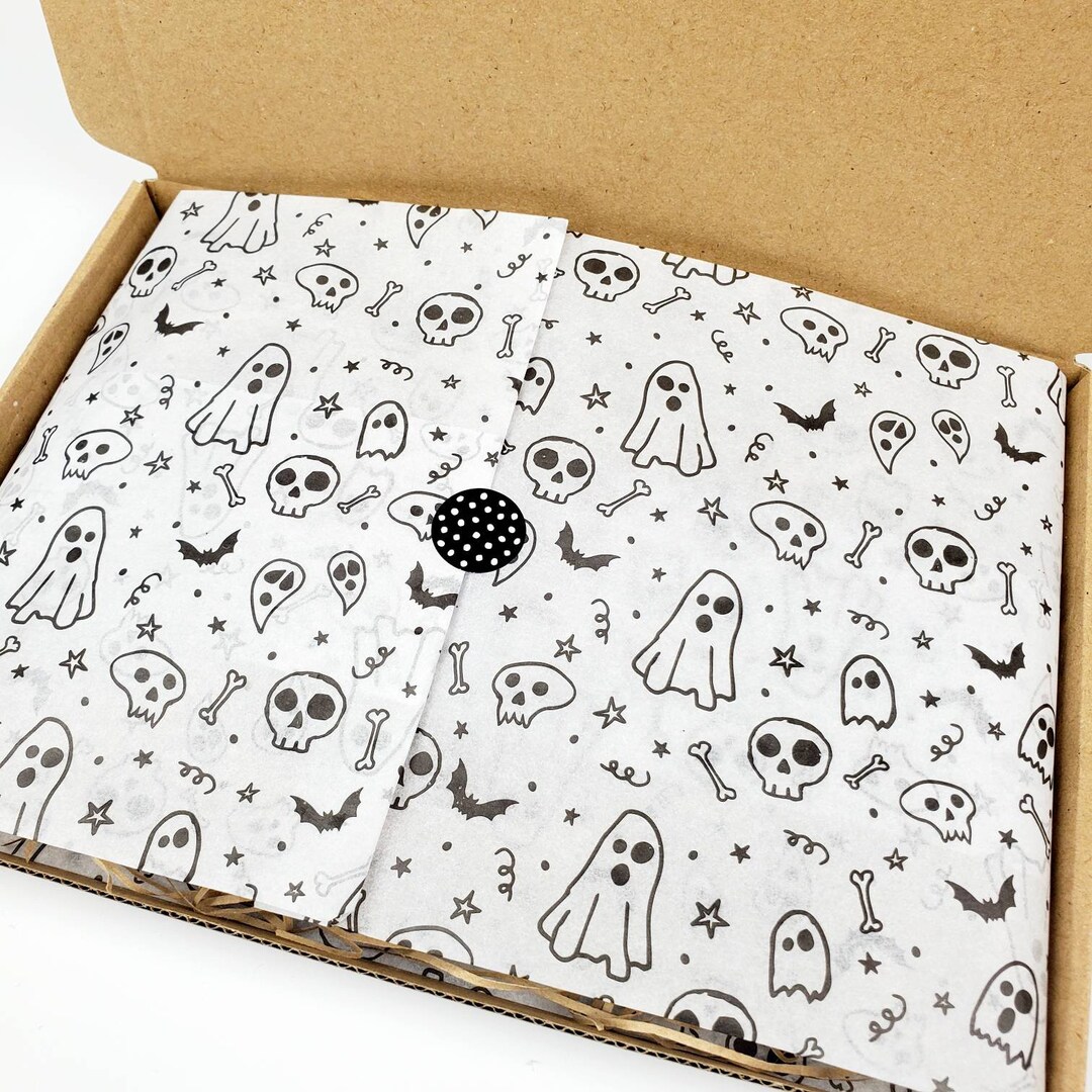 Halloween Tissue Paper: Ghosts, Skulls & Bats Pattern - Eco Friendly - Etsy