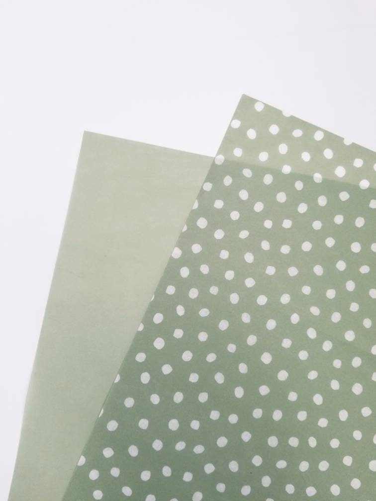 Sage Green Polka Dot Tissue Paper, Eco Friendly Recyclable Tissue Paper ...