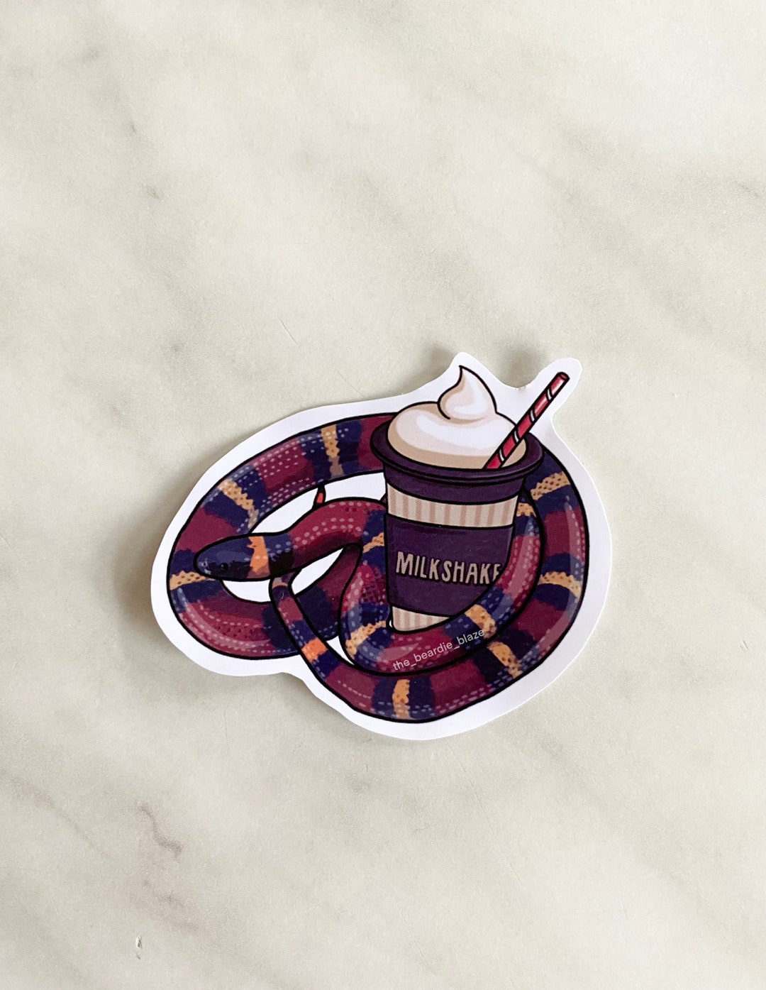 Milk Snake Holding Milkshake Glossy Sticker - Etsy