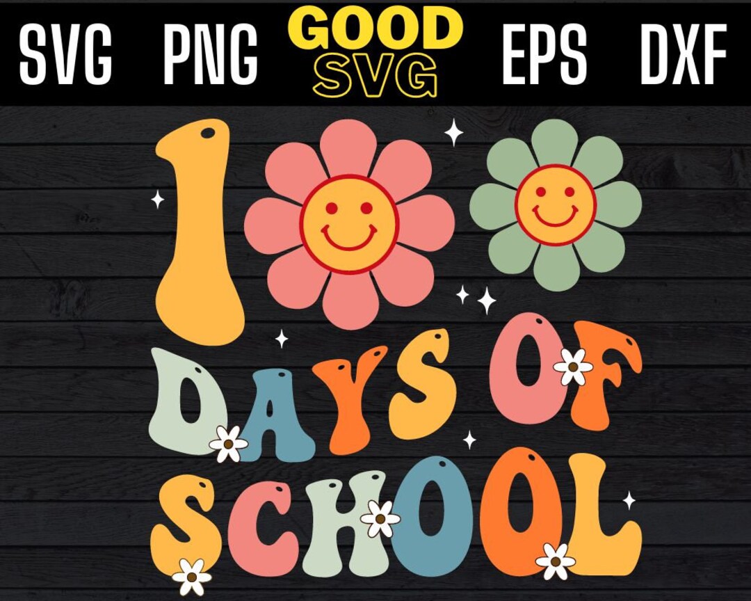 100 Days of School Groovy Png Svg, Groovy 100 Days SVG, Retro 100 Days ...
