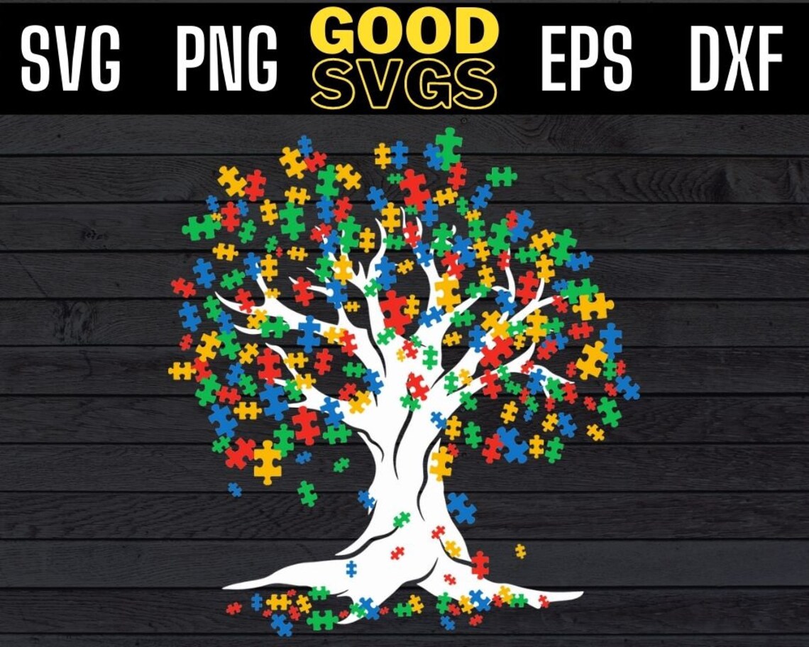 Autism Tree Puzzle Autism Awareness SVG PNG Dxf Eps Cricut | Etsy