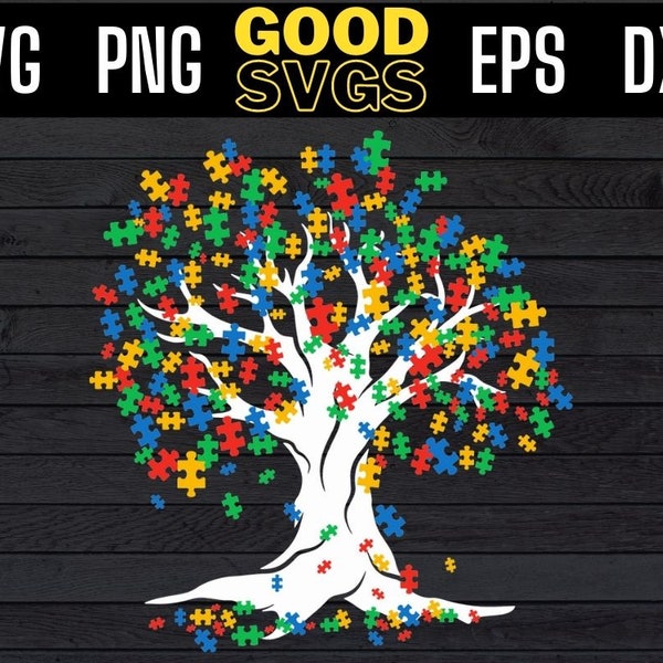 Autism Puzzle Tree Svg - Etsy