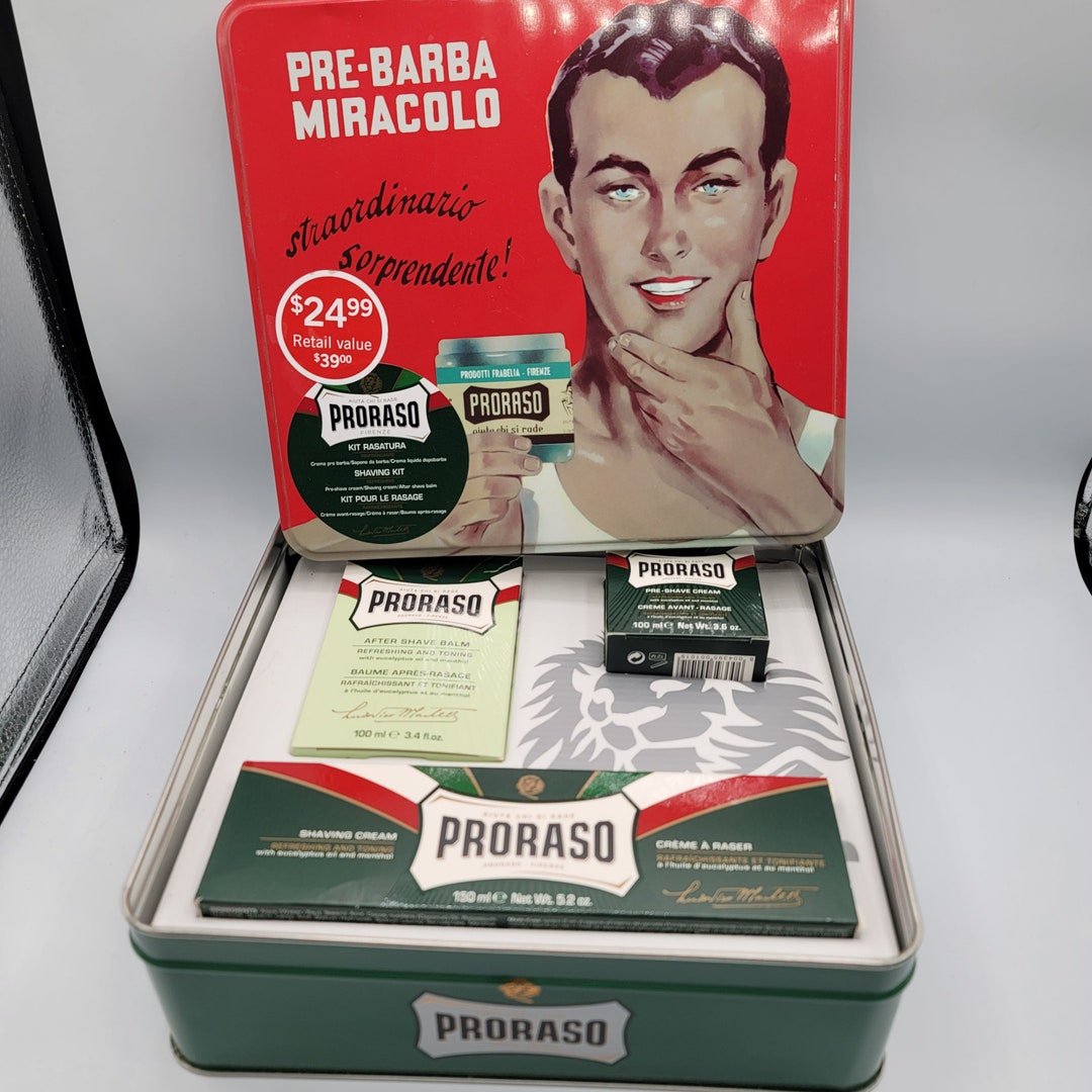 Italian Proraso Vintage Selection Gino Kit Metal Beard Shaving Beard ...