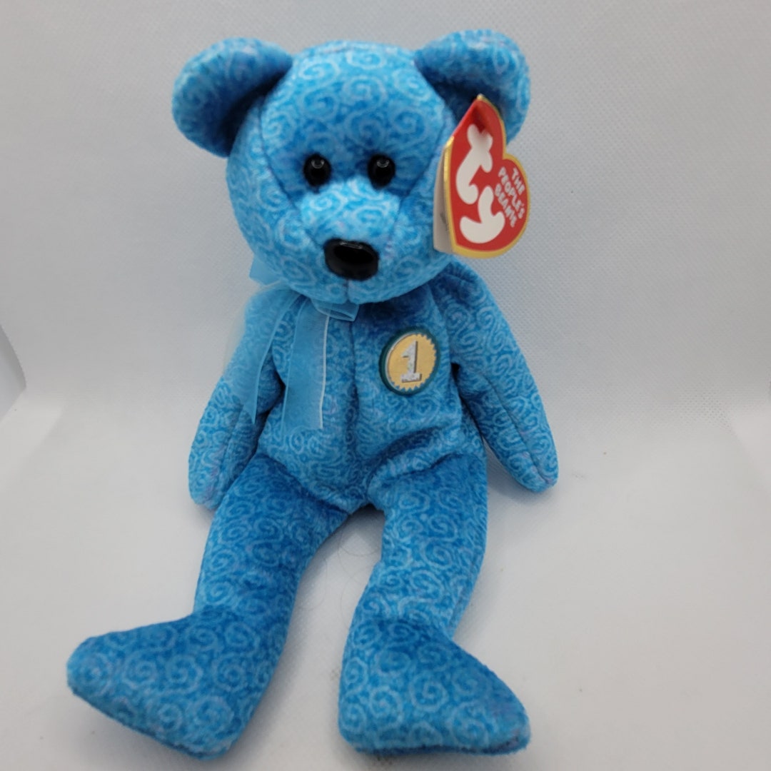 TY Classy Beanie Baby: Vintage Blue Teddy Bear Plush Toy - Etsy