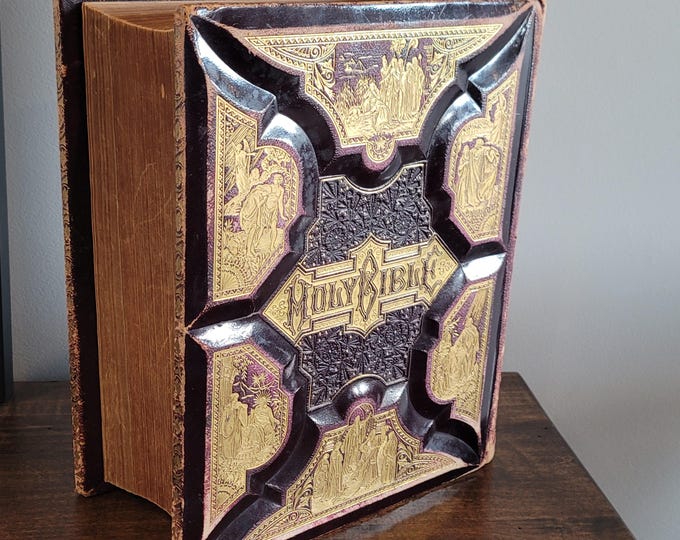 HUGE Antique 1892 Pictorial Holy Bible Dictionary the Pronouncing ...