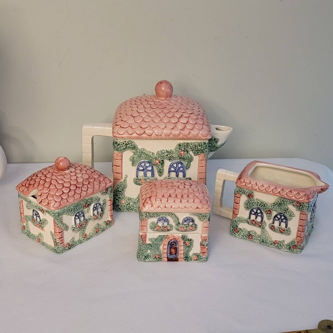 Vintage Avon House Tea Pot Ceramic Pink House Tea Set - Etsy