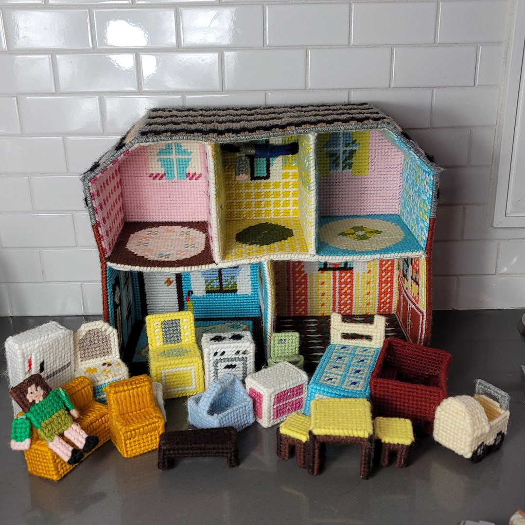 Vintage Plastic Canvas Dollhouse and Furniture Needlepoint - Etsy