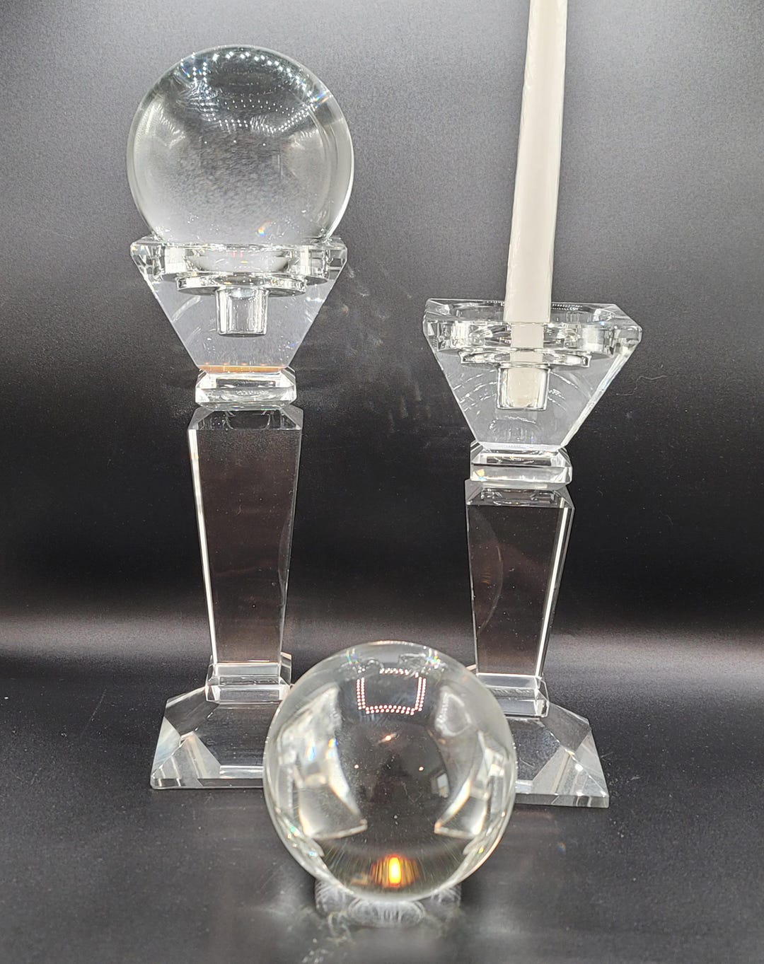 HEAVY Crystal Candlestick Holder Vintage Greek Quality - Etsy