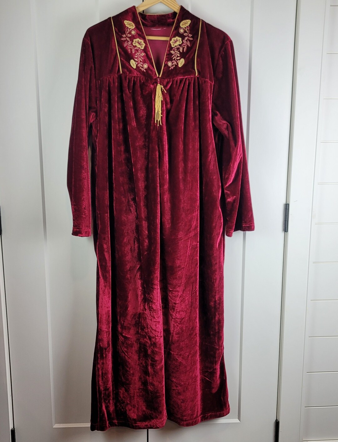 Rose Velour Robe Housecoat Mumu Dress Nighty Grandmacore - Etsy