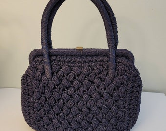 Navy Straw Handbag - Etsy