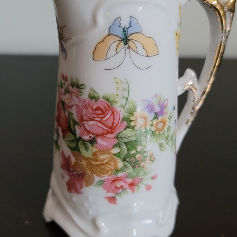 Antique Royal Crown Pitcher Butterfly Floral Gold Trim Stamped - Etsy