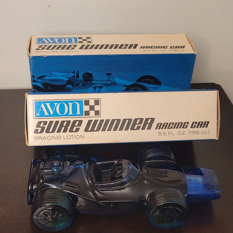 Avon Sure Winner Racing Car Blue Glass Man Cave Decoration - Etsy