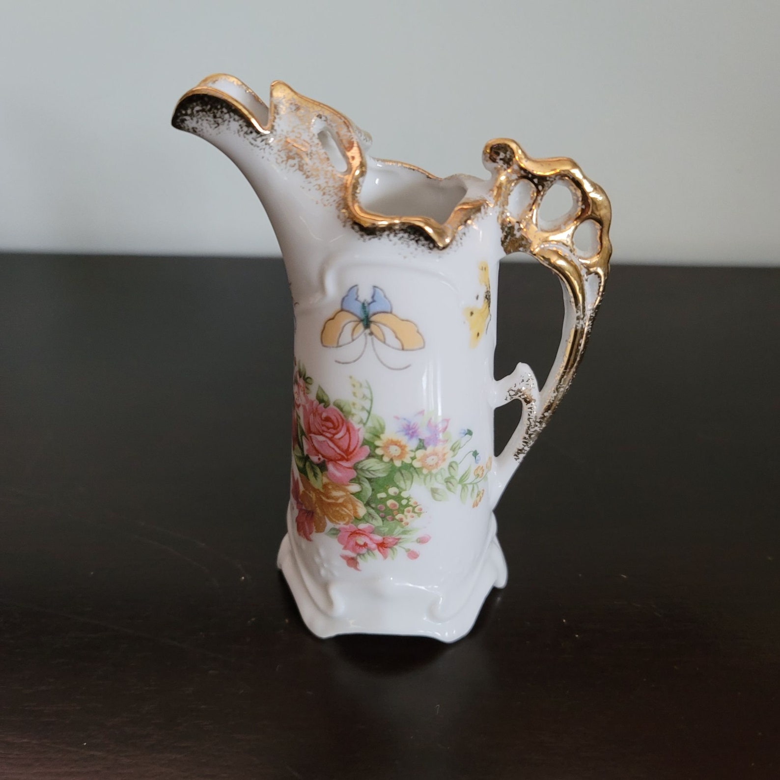 Antique Royal Crown Pitcher Butterfly Floral Gold Trim Stamped - Etsy