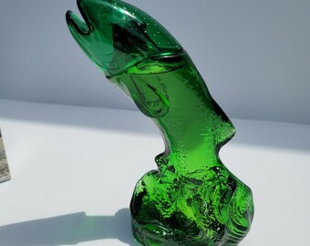 Green Glass Fish Bottle - Etsy