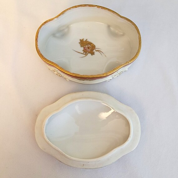 Porcelain Japanese Gold Gilded Oval Box, Procelain Tr… - Gem