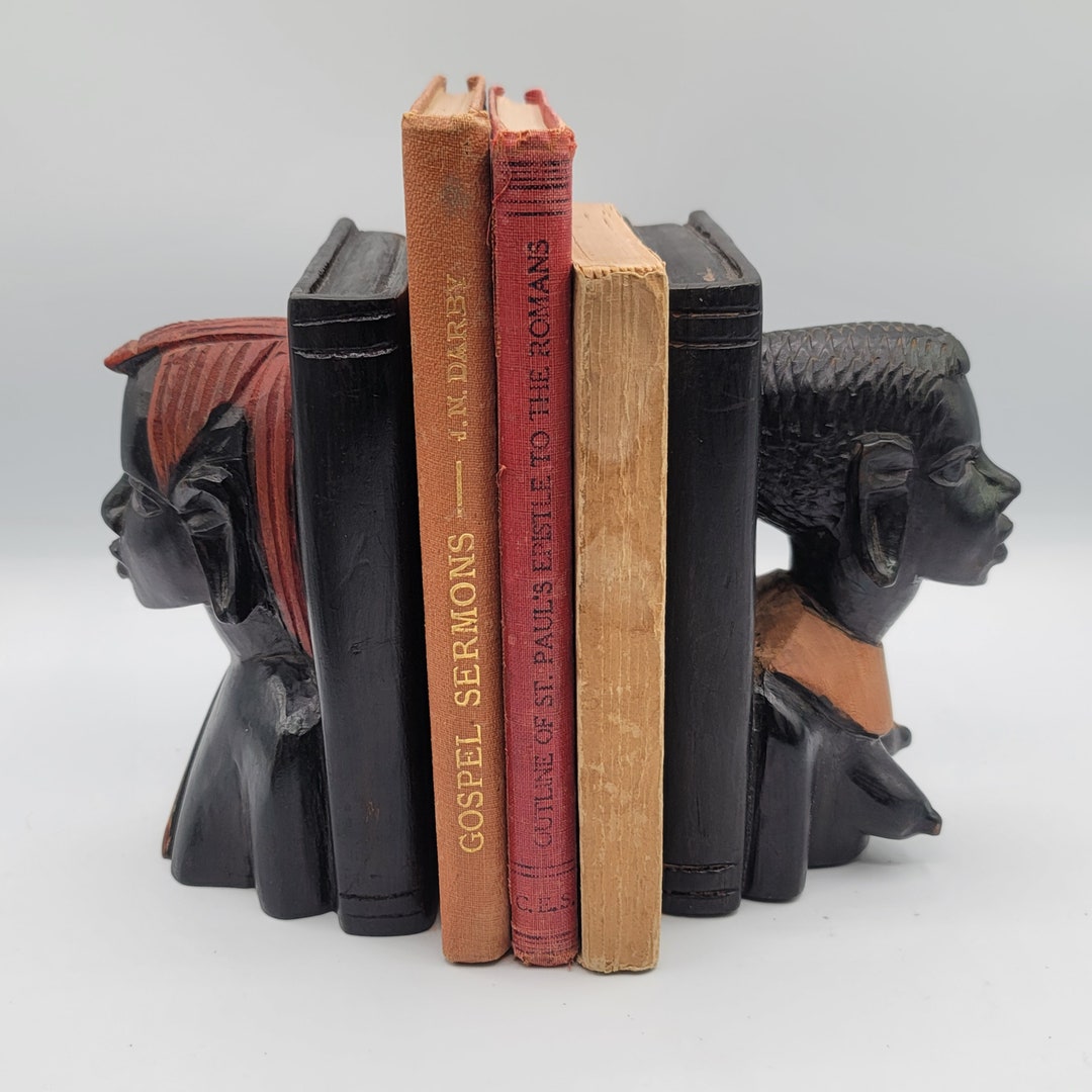 Antique Ebony African Wood Bookends Hand Carved Signed - Etsy
