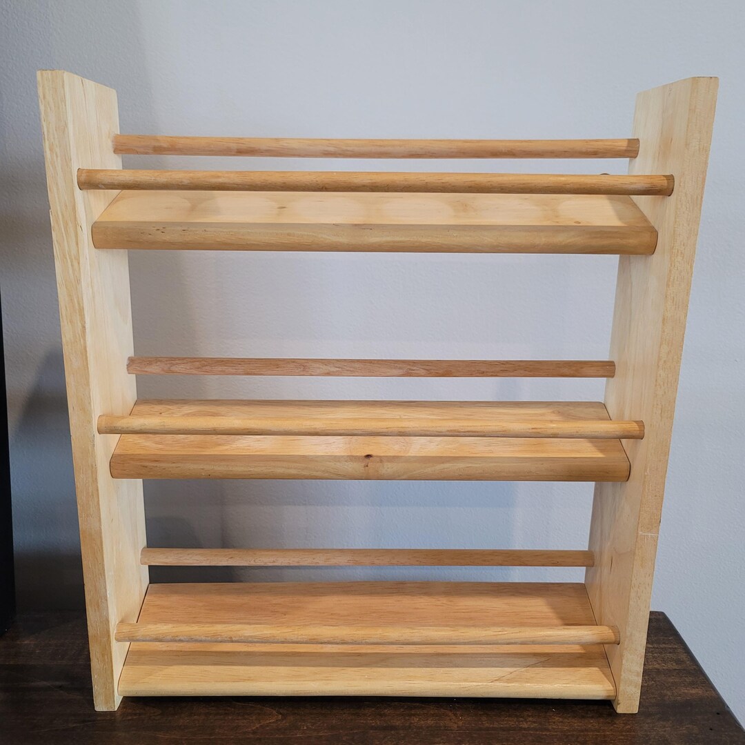 Vintage Danesco Herbs & Spices Rustic Wood Spice Rack Shelf Sits or ...