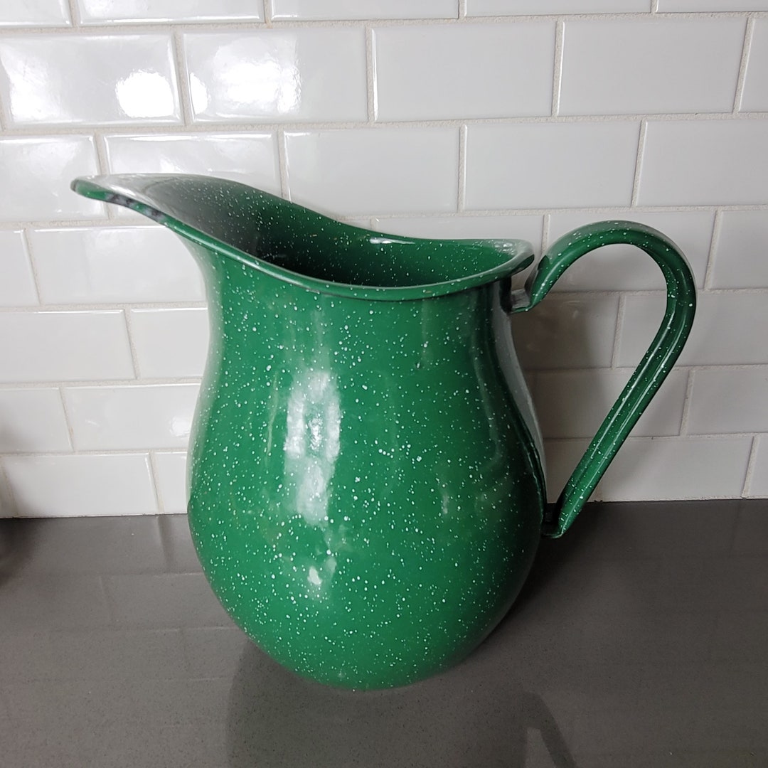 Vintage Enamelware Pitcher Rustic Farmhouse Kitchen Decor - Etsy