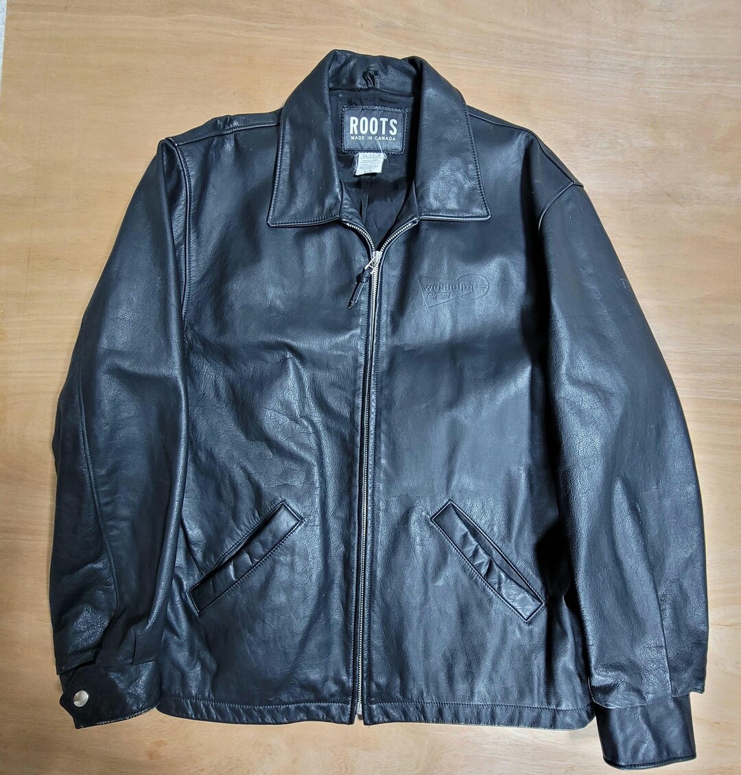 Vintage Roots Leather Jacket Size Large 1980s - Etsy