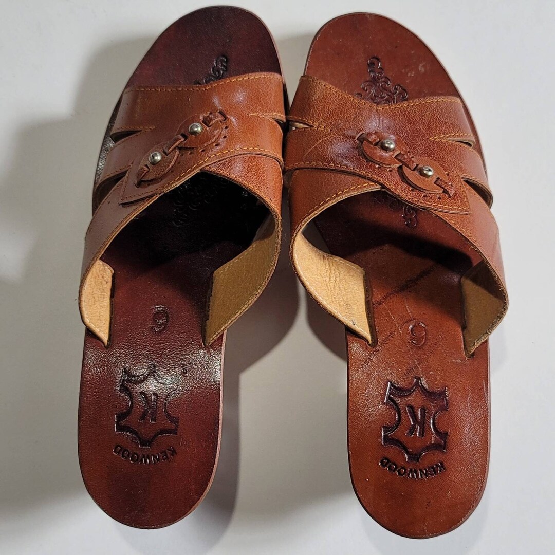 Leather Sandals Vintage Tan Leather Sandals Size 6 - Etsy