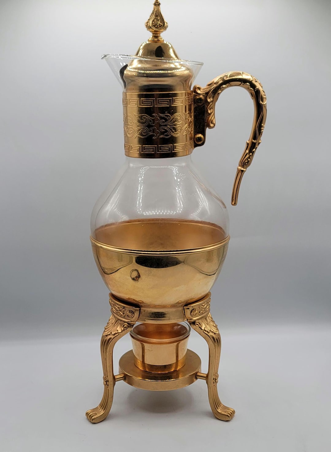 Vintage Heatable Glass Coffee Pot Gold Home Fruit Teapot Flagon Coffee ...