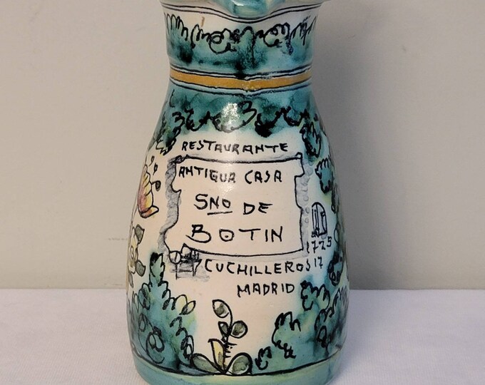 Vintage Restaurante Casa Botin Cream Pitcher, Hand Painted Pottery ...