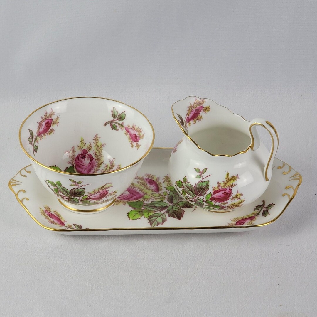 Rare Chelsea Moss Rose Creamer Sugar Bowl and Tray - Etsy