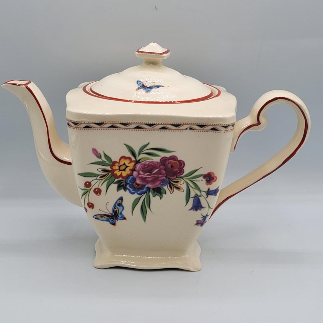 Antique Royal Winton Floral Teapot Pat 301262 Butterfly Ceramic - Etsy