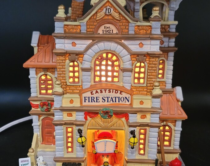 Vintage Christmas Village Fire Station Lemax Collection Light Up - Etsy