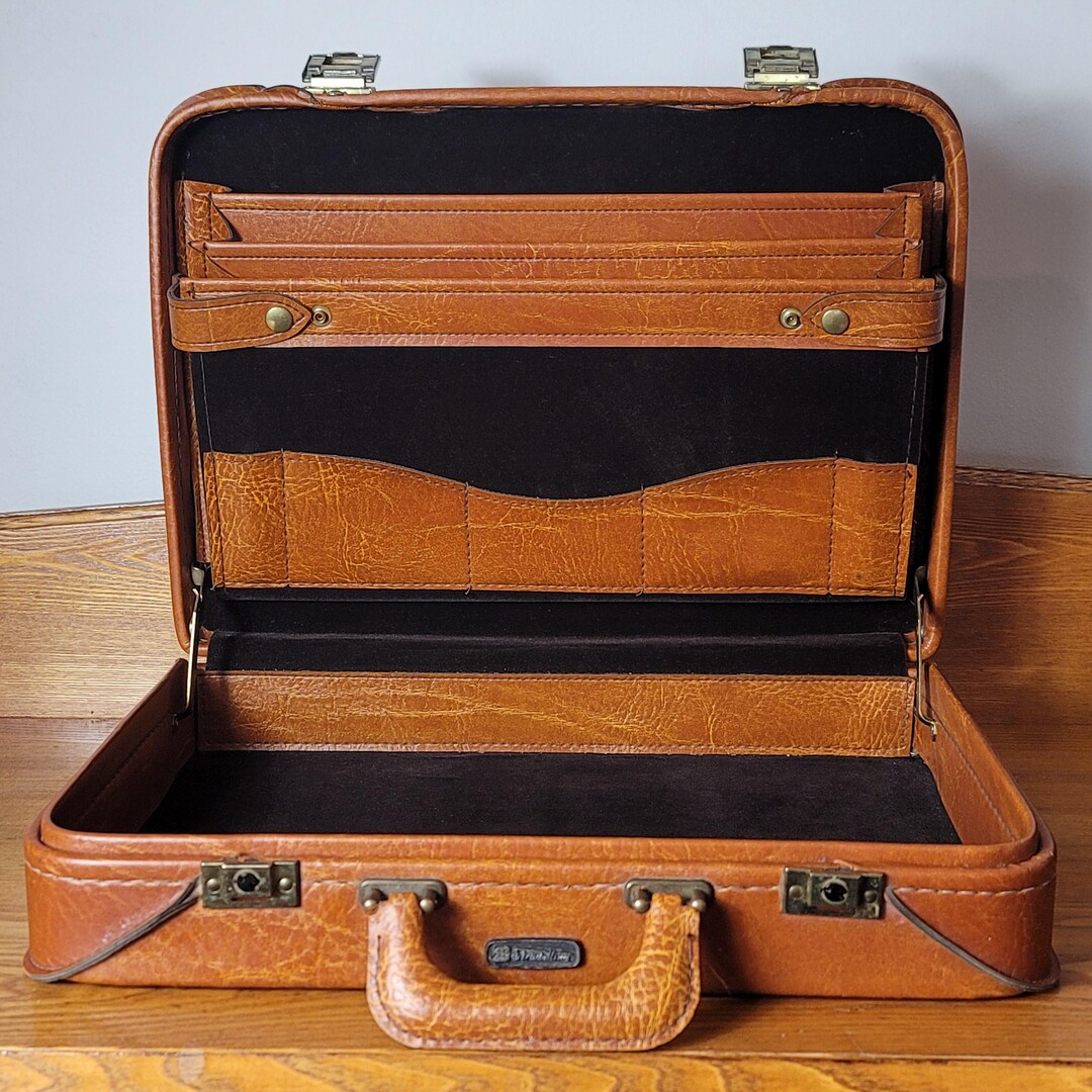 Vintage Stradellina Brown Leather Briefcase Hard Case Back to School ...