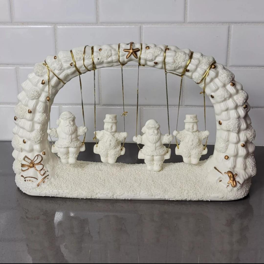 Vintage Snowbabies STYLE Christmas Swing Snowman Santa - Etsy