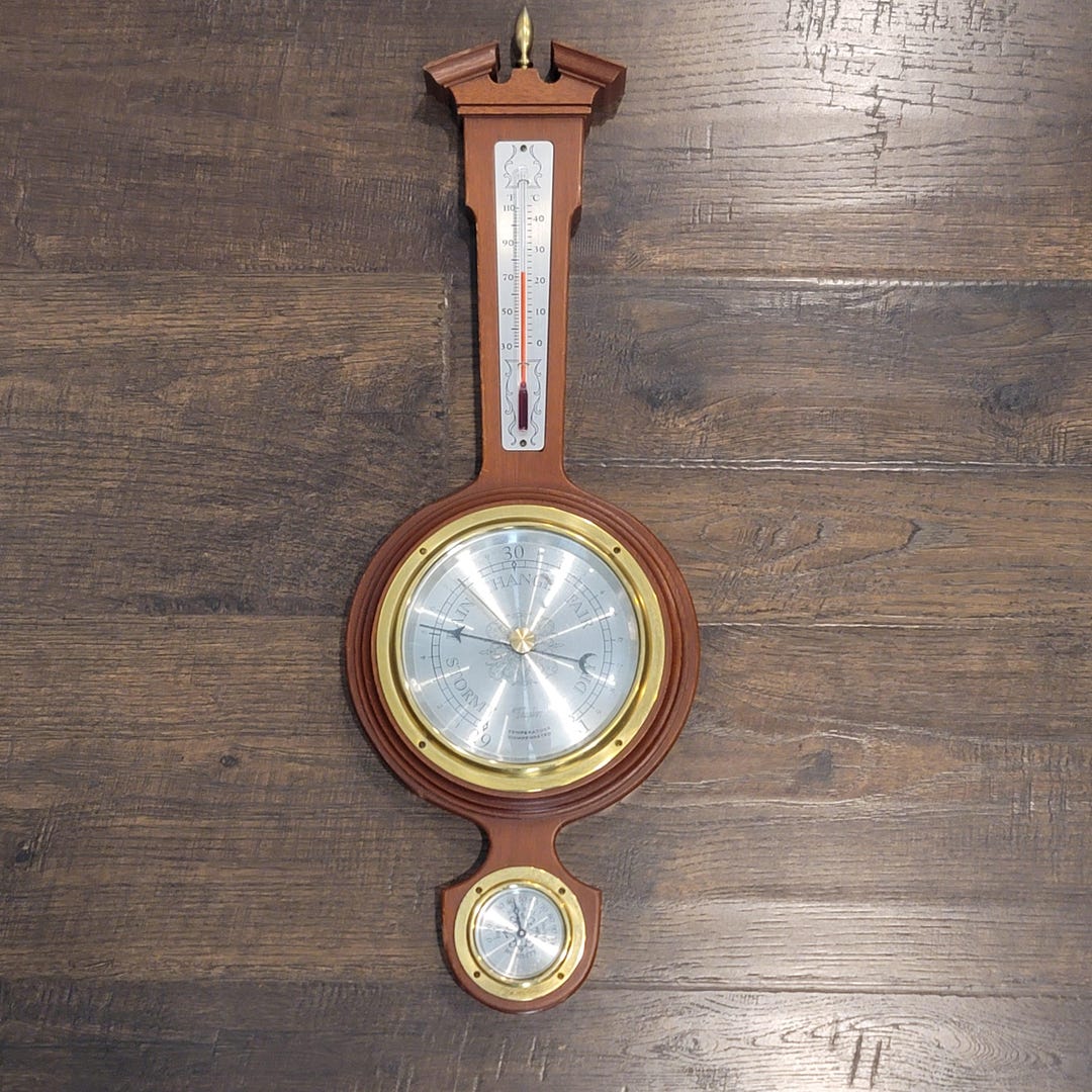 Vintage Barometer USA Hydrometer Brown Wood - Etsy