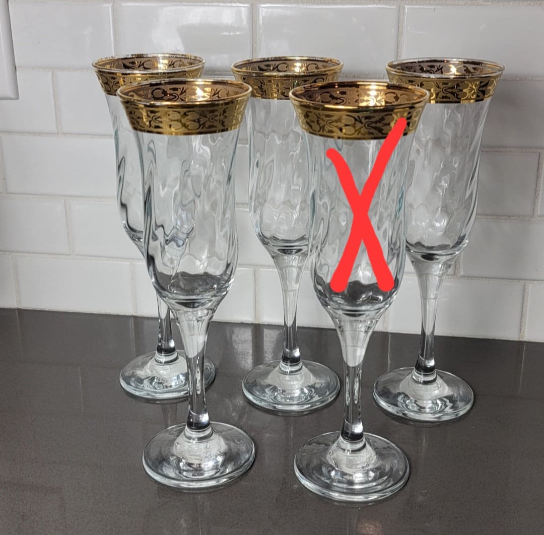 Vintage Cristalleria Fratelli Fumo Brothers Crystal 4 Fluted Glasses 24 ...