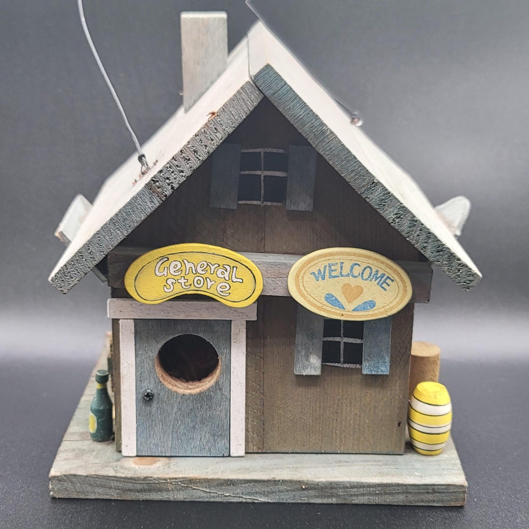 Vintage Hanging Birdhouse General Store Wood Rustic Garden Decor 8 ...