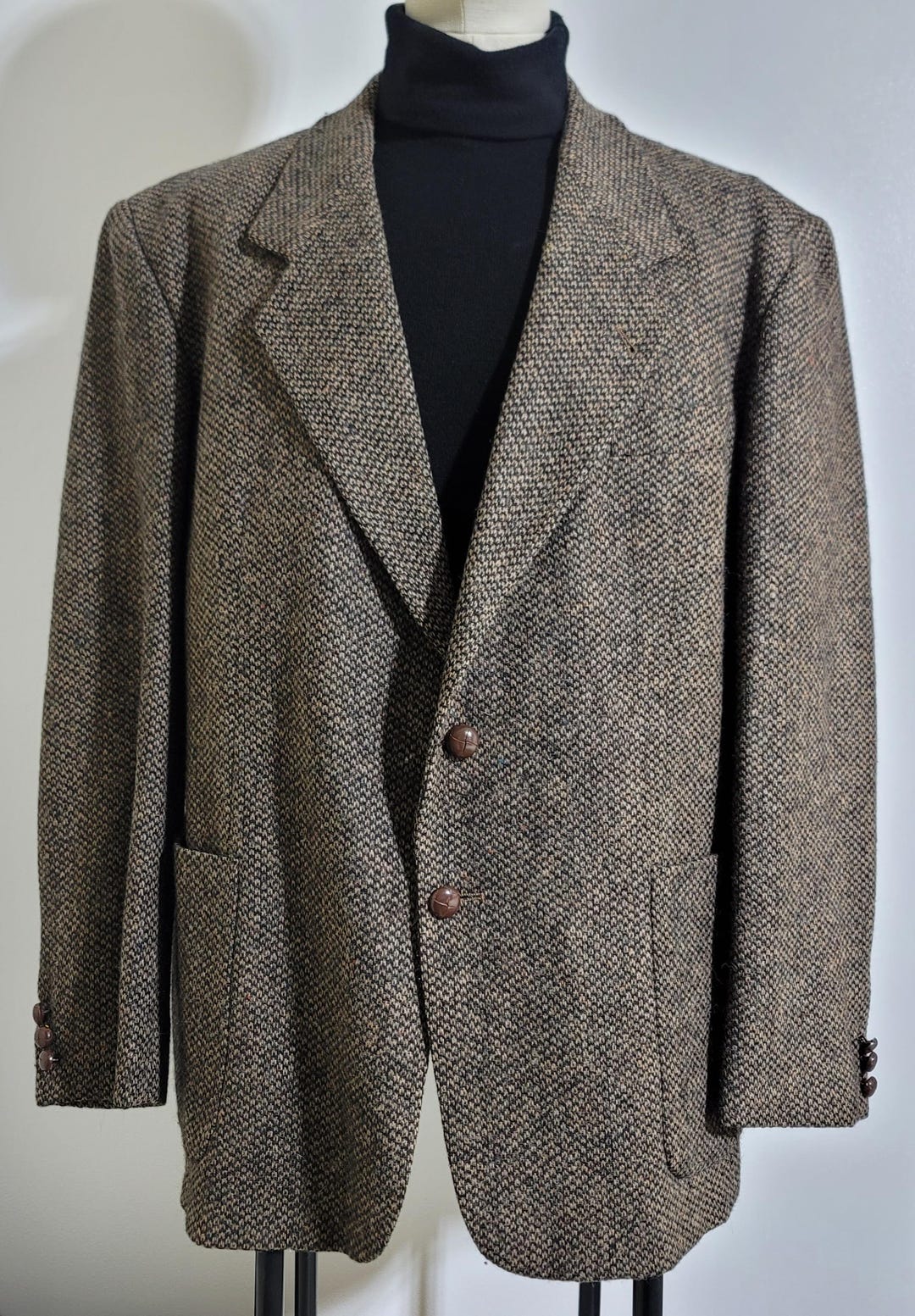 Vintage Sears Tweed Sport Coat Mens 44R Beige Brown Wool Blazer Jacket ...