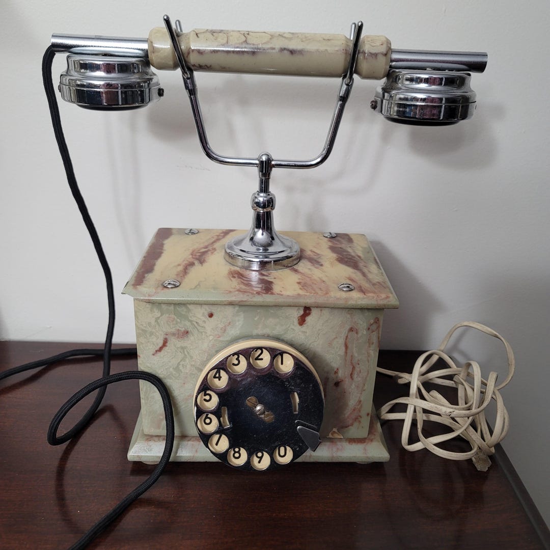 Vintage Faux Marble Onyx Rotary Telephone - Working Condition - Etsy