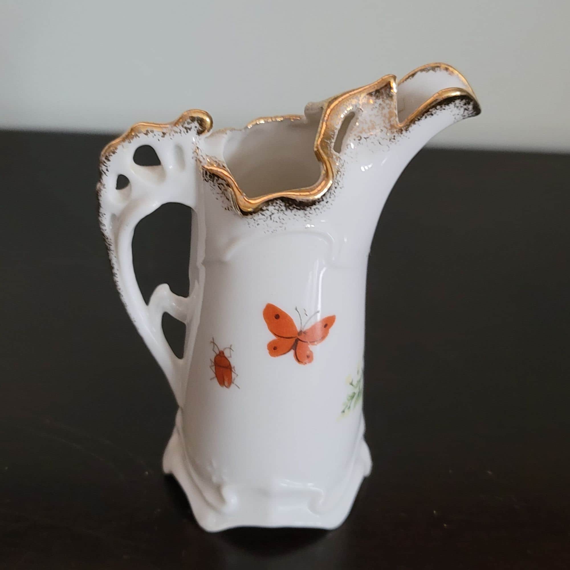 Antique Royal Crown Pitcher Butterfly Floral Gold Trim Stamped - Etsy
