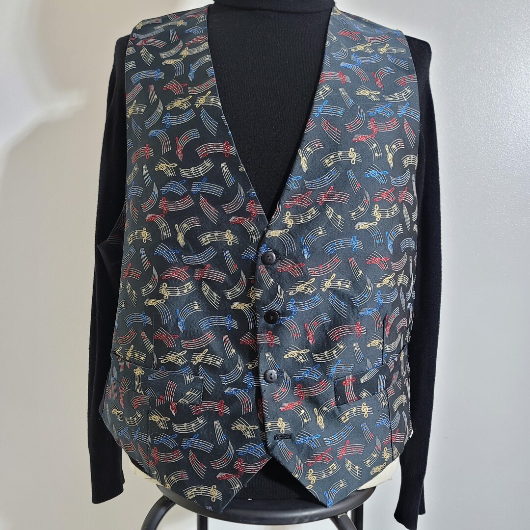 Vintage Music Notes Suit Vest Musical Band Musician Performance Size ...