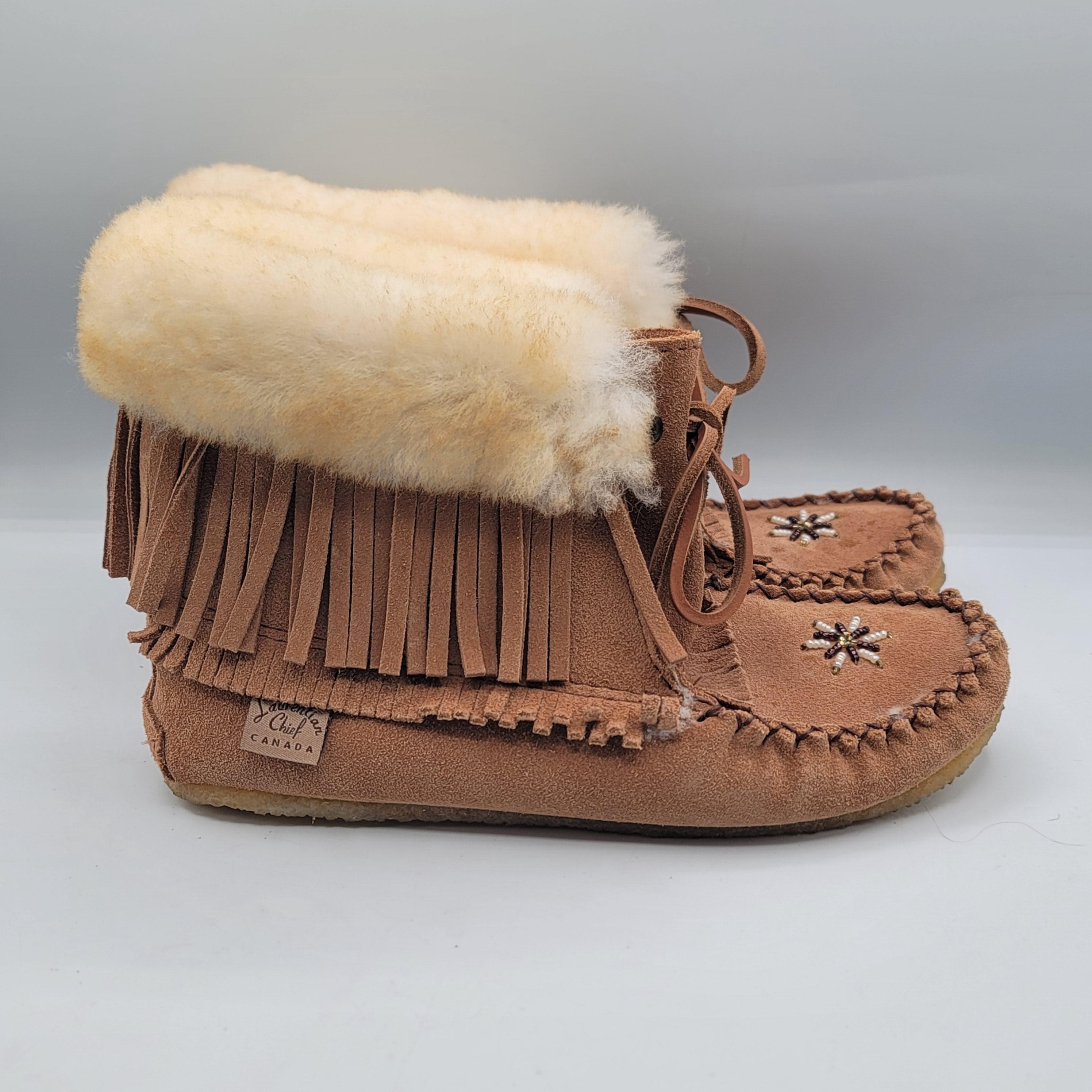 Laurentian Chief Women's Fringed Inca Suede Moccasin Boots Size 5 - Etsy