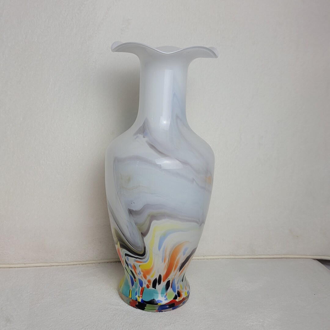 Vintage Abstract Glass Vase - Etsy