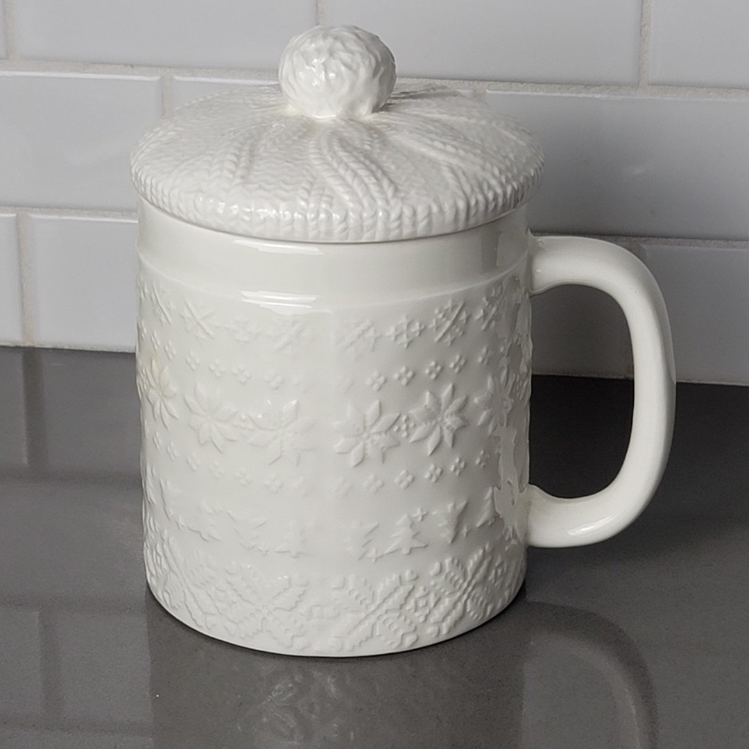 Vintage Avon Ceramic Mug With Lid Snowflakes - Etsy